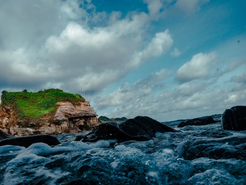 Beautiful Scenery Along the Beach Menganti Stock Photo - Image of ...