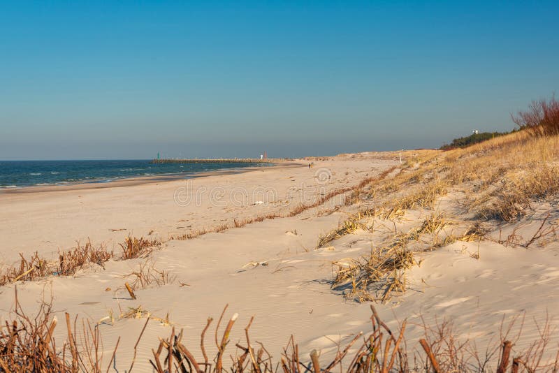 Beautiful Scenery of the Baltic Sea Beach in Leba. Poland Stock Image ...