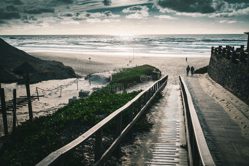 Beautiful Scenery of a Boardwalk by the Sea. Stock Image - Image of ...