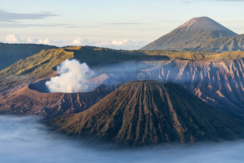 Beautiful Scenery of Bromo Active Volcano Mountain, East Java, I Stock ...