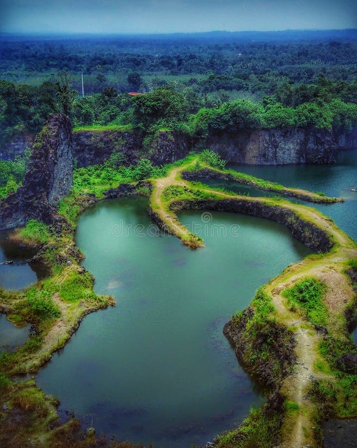 Beautiful Scenery of a Dried Lake with Path on the Ground of the Lake ...