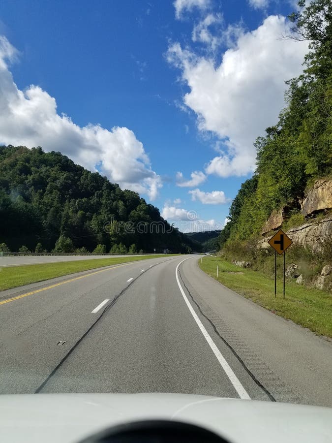The View I See Driving Tractor Trailer Over the Road Stock Photo ...