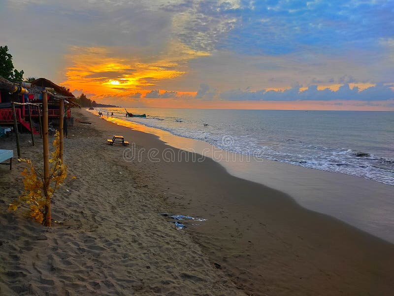 Beautiful Scenery in the Evening on the Beach Stock Photo - Image of ...