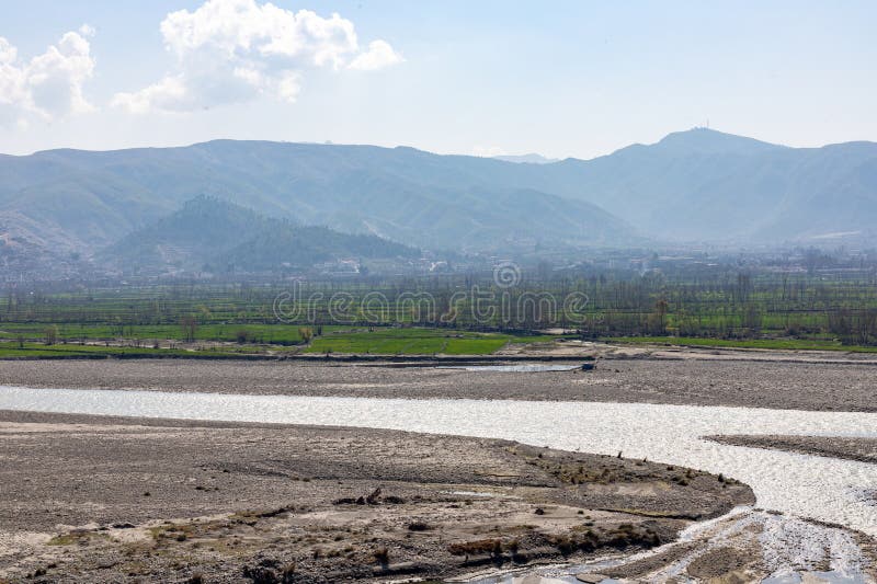 A Beautiful Scenery of Peach Orchards in Swat Valley Stock Image ...