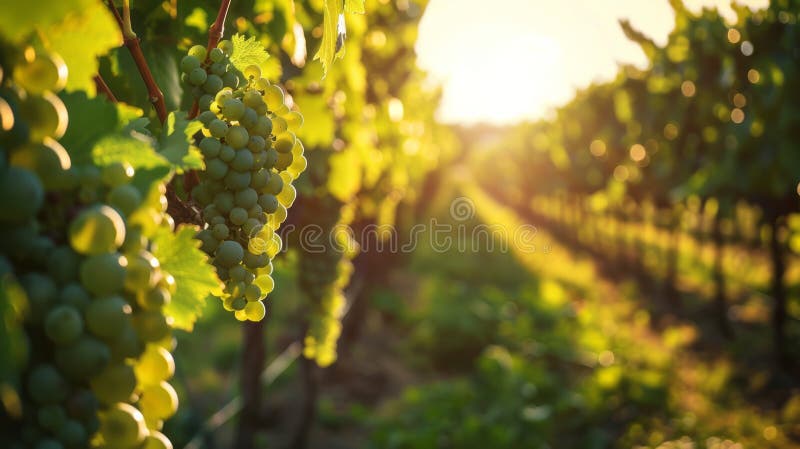Beautiful Scenery of Green Grape Farm, the Sun is Shining Stock Image ...