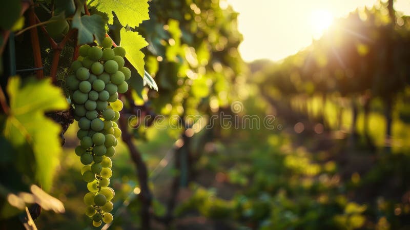 Beautiful Scenery of Green Grape Farm, the Sun is Shining Stock Photo ...