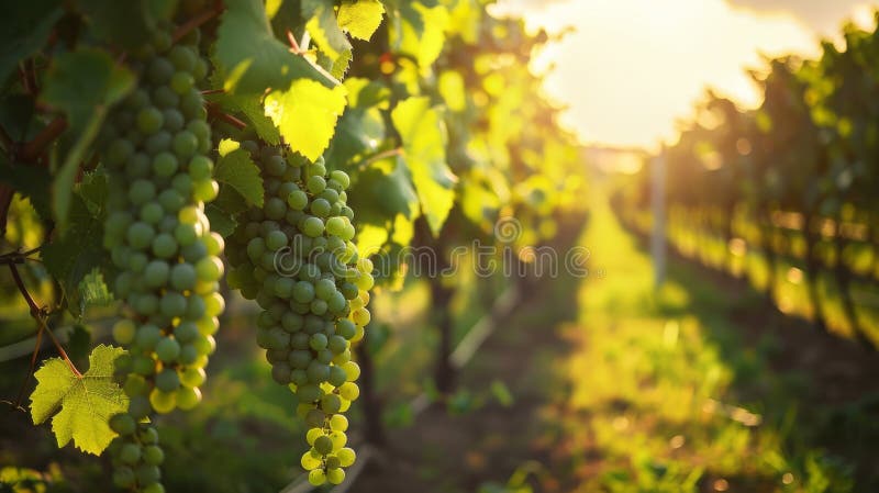 Beautiful Scenery of Green Grape Farm, the Sun is Shining Stock Photo ...