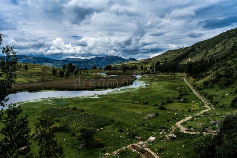 Beautiful Scenery of a Green Landscape with a River and Greenery Stock ...