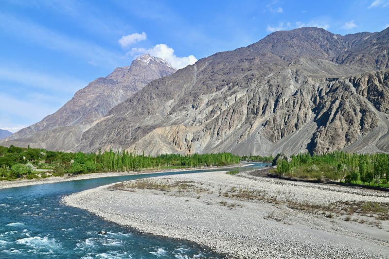 Scenery of Gilgit Bridge and Karakoram Range in Gilgit District ...