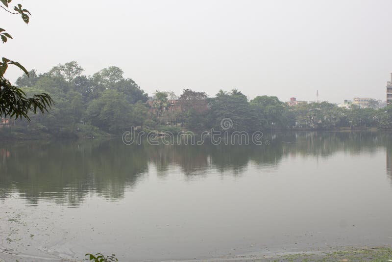 Beautiful Scenery of a Lake with Shadow of Green Trees Stock Photo ...