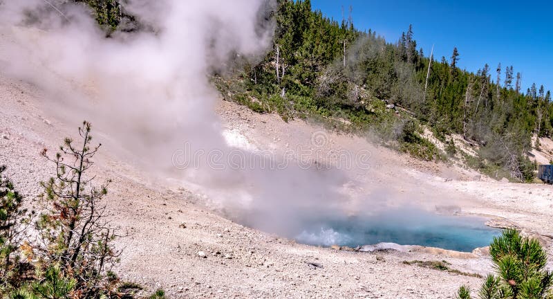 Beautiful Scenery at Mammoth Hot Spring in Yellowstone Stock Photo ...