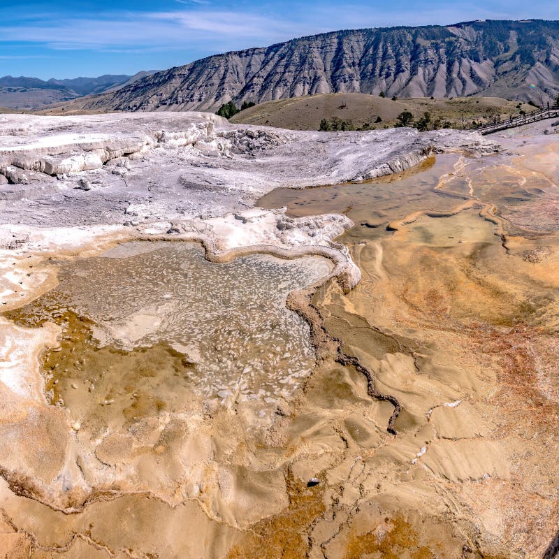 Beautiful Scenery at Mammoth Hot Spring in Yellowstone Stock Image ...