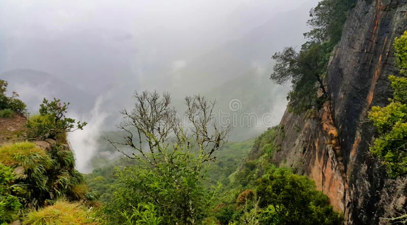 Beautiful Scenery Misty Valley of Mountain Stock Photo - Image of high ...