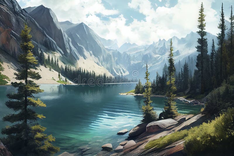 Beautiful Scenery of Mountains and Lakes Stock Image - Image of ...