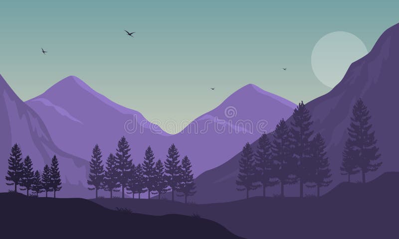 Beautiful Scenery Mountains in the Morning. Vector Illustration Stock ...