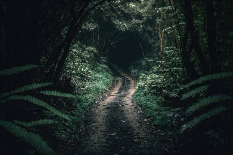 Beautiful Scenery of Pathway in a Forest with Trees. Illustration ...