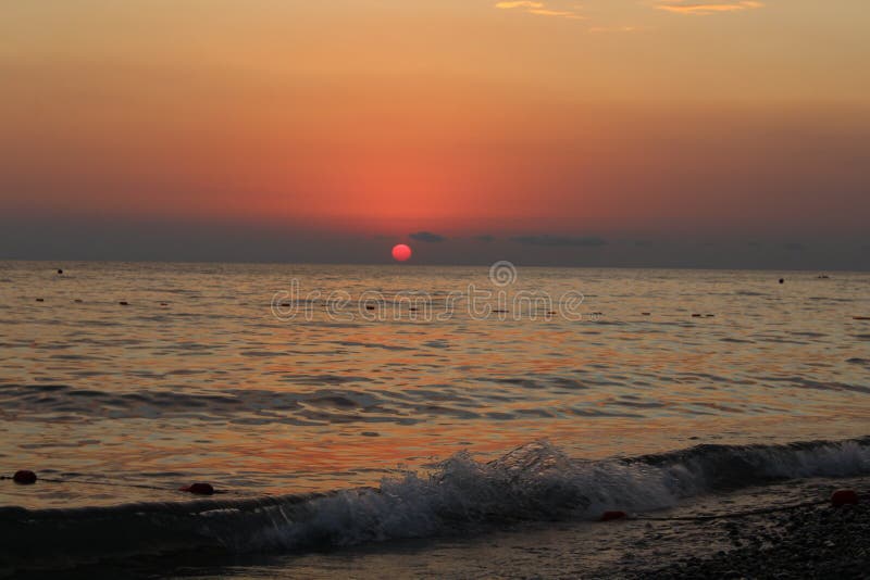 Beautiful Scenery Red Sunset Over the Sea Stock Photo - Image of ...