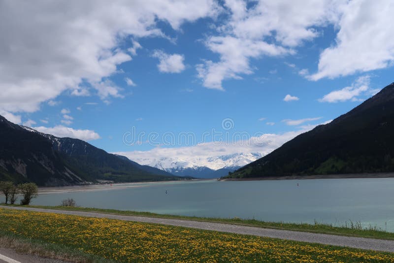 Beautiful Scenery of the Reschensee Lake in Italy Stock Image - Image ...