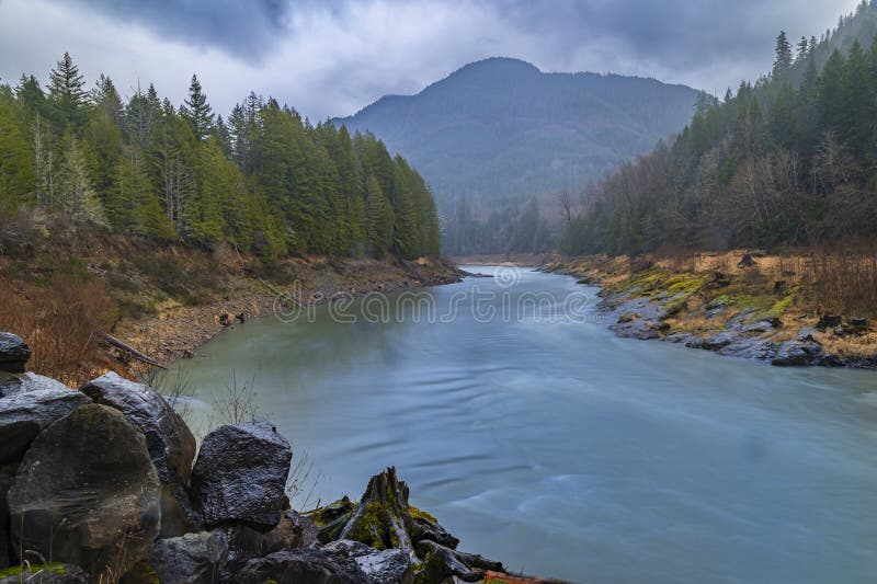 The Beautiful Scenery of Riffe Lake after the Rain. Stock Photo - Image ...