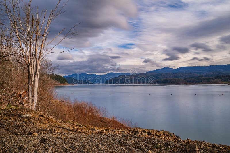 The Beautiful Scenery of Riffe Lake after the Rain. Stock Image - Image ...