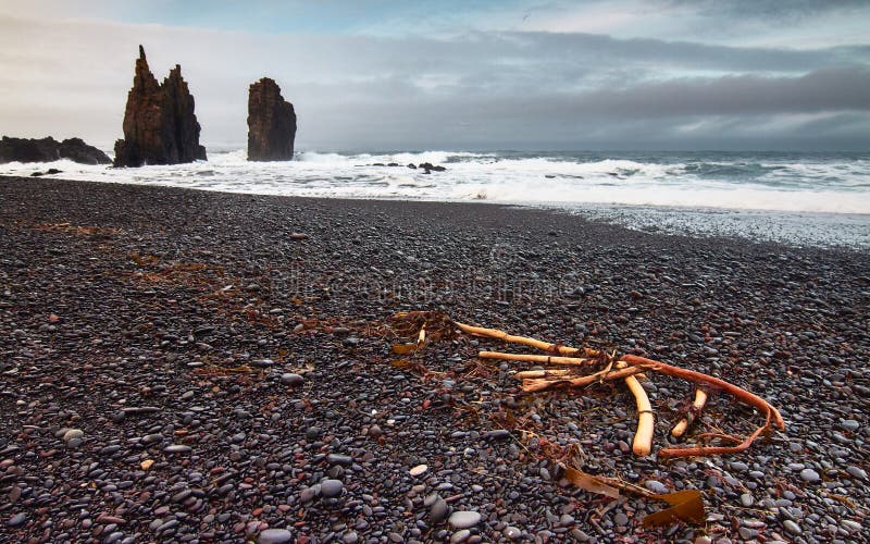 Beautiful Scenery of a Rocky Beach in North Iceland Under the Storm ...