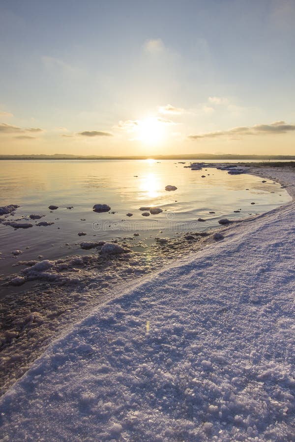 Beautiful Scenery of a Salty Beach during a Sunrise Stock Image - Image ...