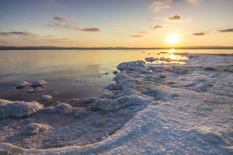 Beautiful Scenery of a Salty Beach during a Sunrise Stock Image - Image ...