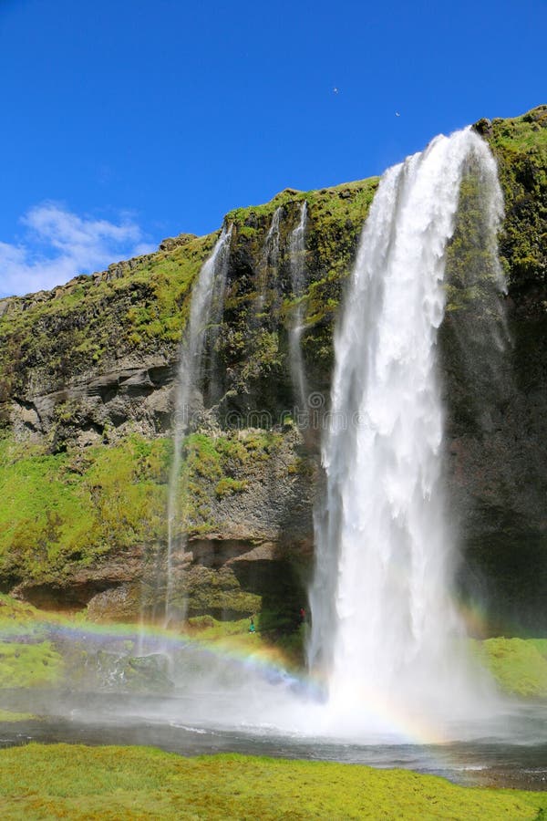 Beautiful Scenery of Seljalandsfoss Waterfall with Reflection of ...
