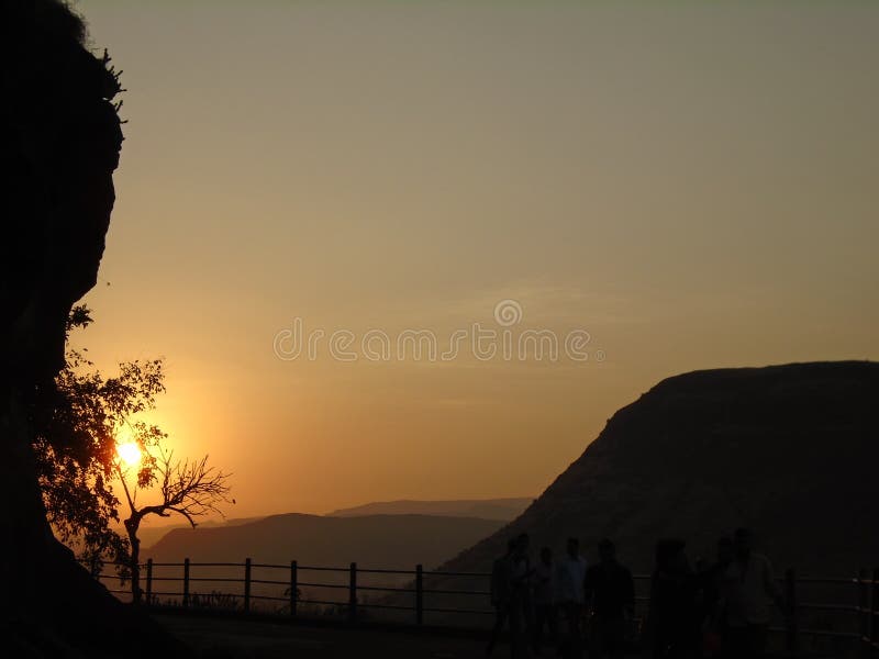 Beautiful Scenery of Sunset and Mountains. Tree and Mountains with ...