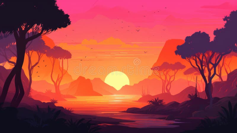 Sunset View Portrait Stock Illustrations – 1,197 Sunset View Portrait ...