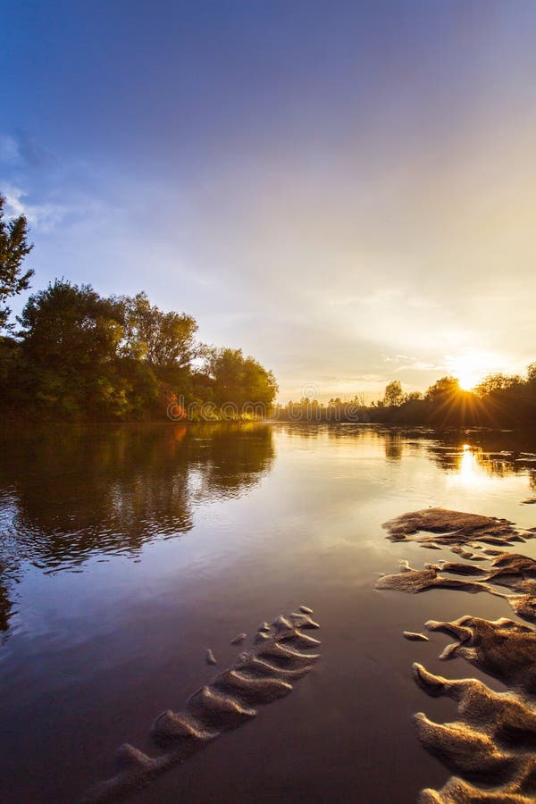 Beautiful Scenery with Sunset Reflection Stock Image - Image of america ...