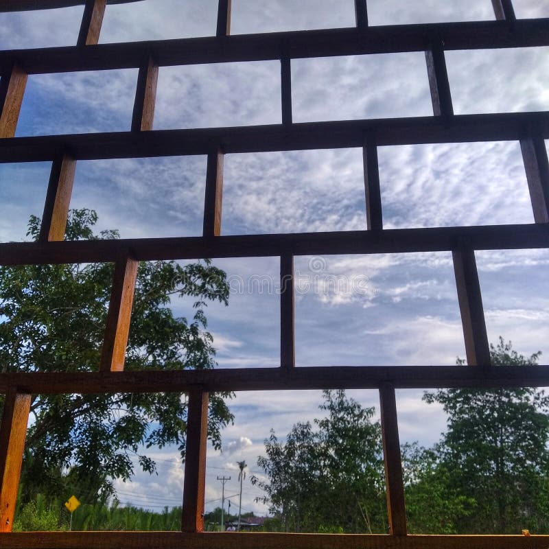 Beautiful Scenery View of Nature through the Window Stock Image - Image ...