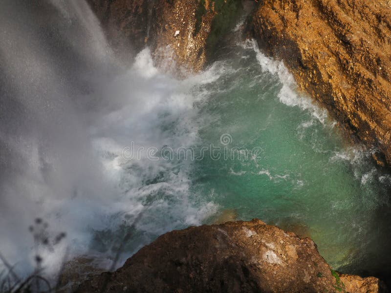 Beautiful Scenery of the Waterfall Stream Going through the Rocks ...