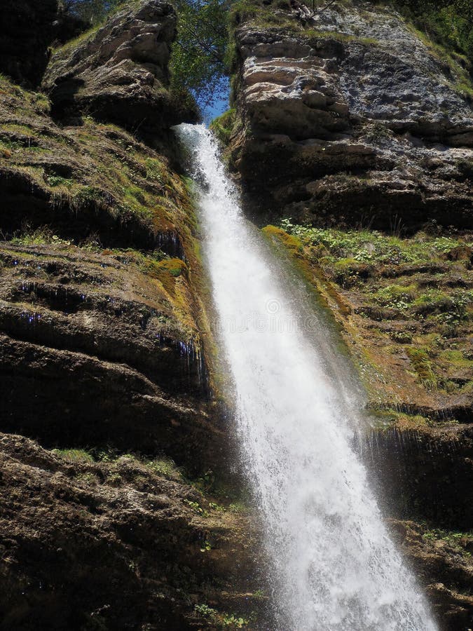 Beautiful Scenery of the Waterfall Stream Going through the Rocks ...