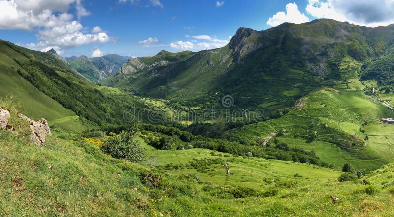 Beautiful Scenic Valley View in a Sunny and Cloudy Day Stock Image ...