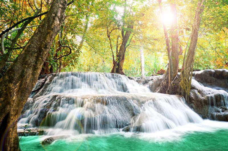 Beautiful Scenic of Waterfall with Autumn Forest. Stock Image - Image ...