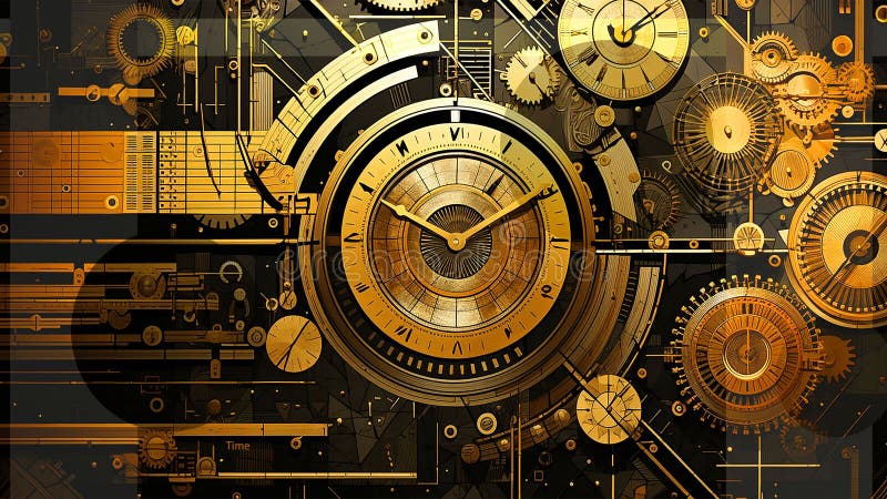 The Flow of Time through Clock Mechanisms Stock Illustration ...