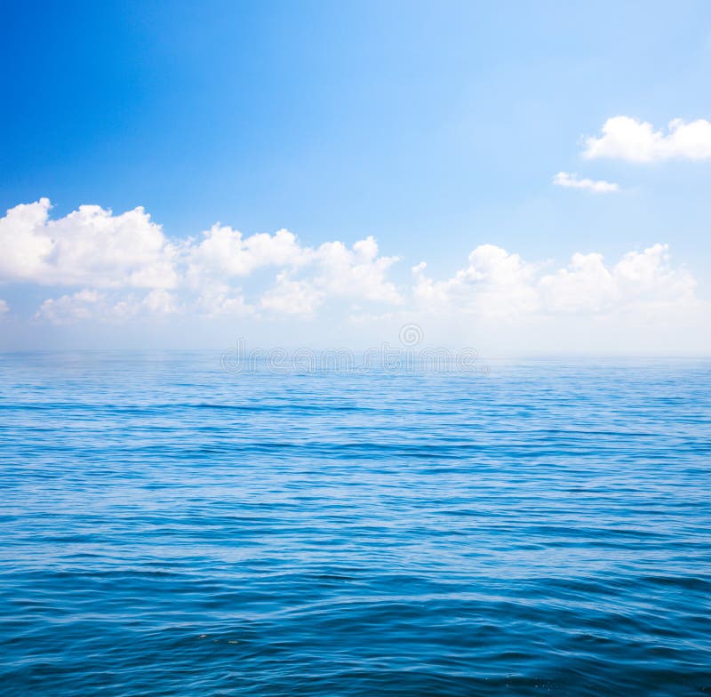 Beautiful Sea and Cloudy Sky with Sun Stock Image - Image of quiet ...