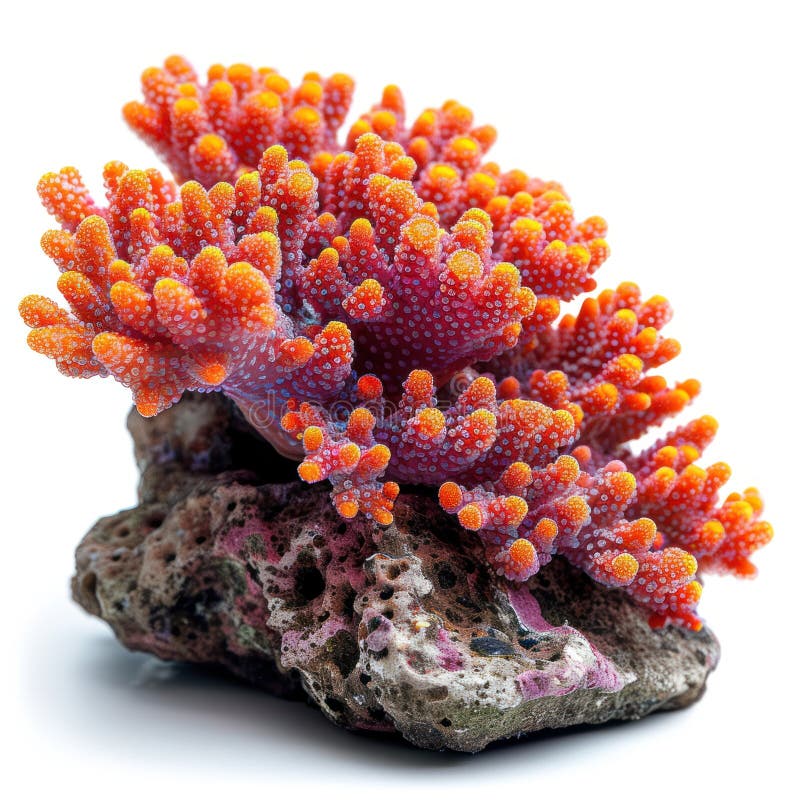 Red Corals Composition, Sea Life Objects, Isolated on White Background ...