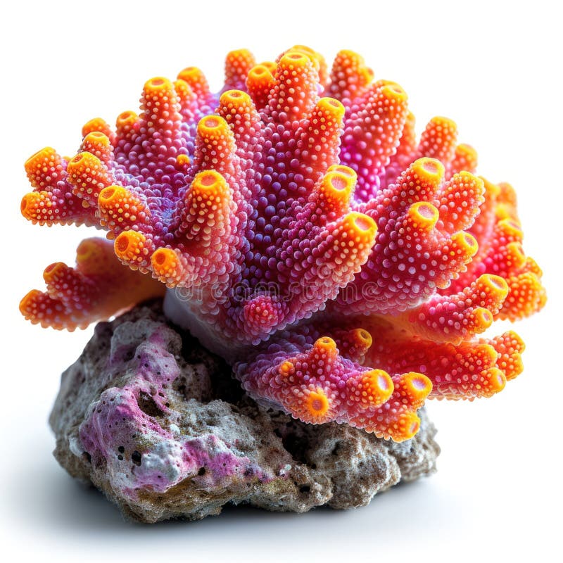 Red Corals Composition, Sea Life Objects, Isolated on White Background ...
