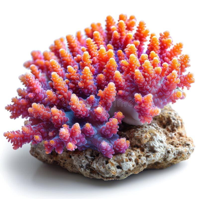 Red Corals Composition, Sea Life Objects, Isolated on White Background ...