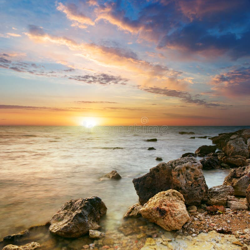 Beautiful sea landscape stock image. Image of purple - 14684595