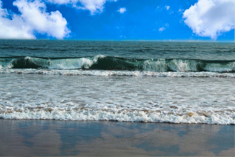Beautiful Sea Scape Blue Sky with Cloud Stock Image - Image of sand ...