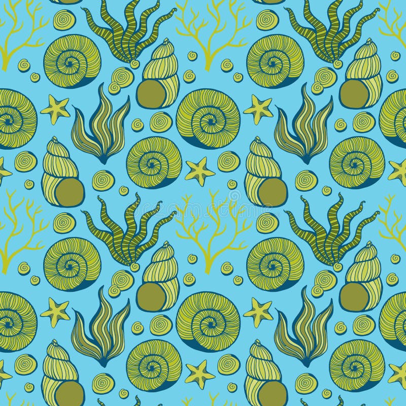 Beautiful Sea Shell Set Vector Seamless Pattern. Stock Vector ...