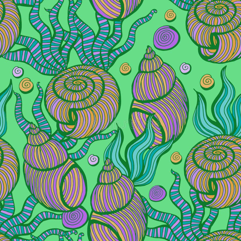 Beautiful Sea Shell Set Vector Seamless Pattern. Stock Vector ...