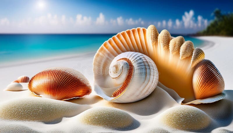 Beautiful Sea Shells on a Sandy Beach Making a Relaxed and Calming Background Wallpaper Stock ...