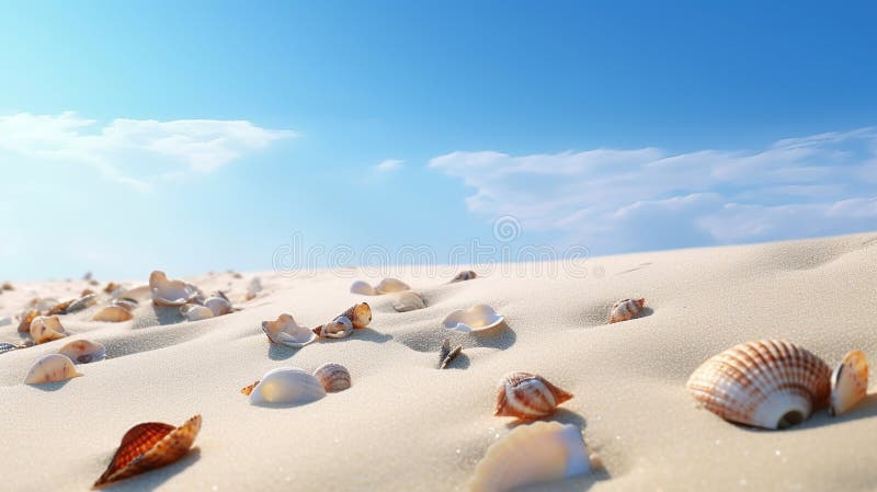 Beautiful Sea Shells on the Seashore. Generative Ai Stock Illustration ...