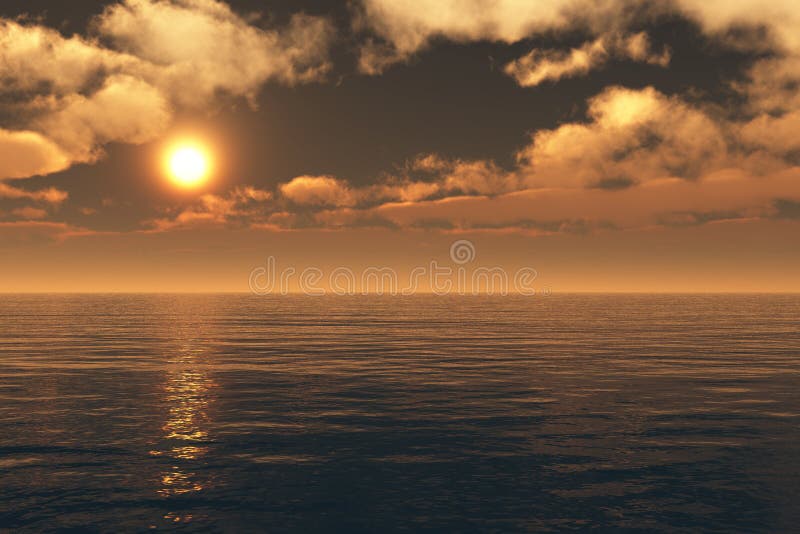 Beautiful Sea and Sky at Sunset Stock Illustration - Illustration of ...