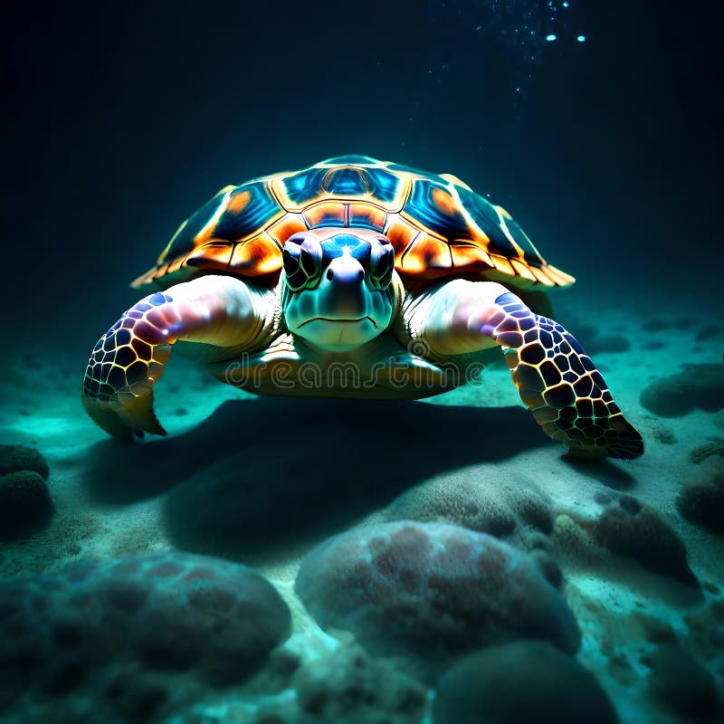 Beautiful Sea Turtle Under the Sea - Ai Generated Image Stock ...