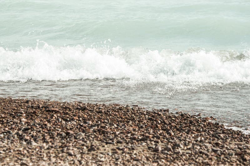 Beautiful Sea Waves Hitting the Pebble Beach. Stock Image - Image of ...